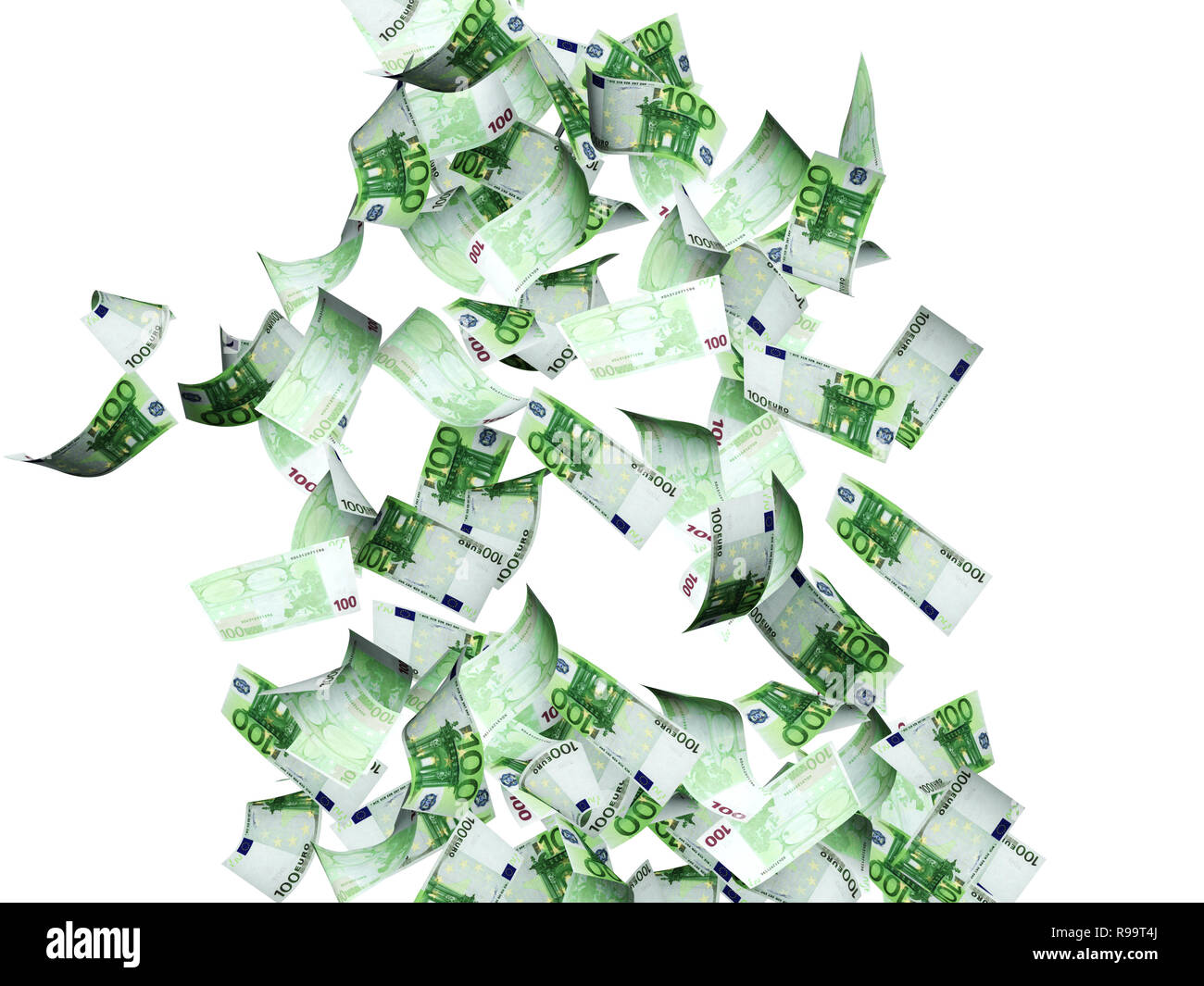Flying euro banknotes. Isolated over white Stock Photo - Alamy
