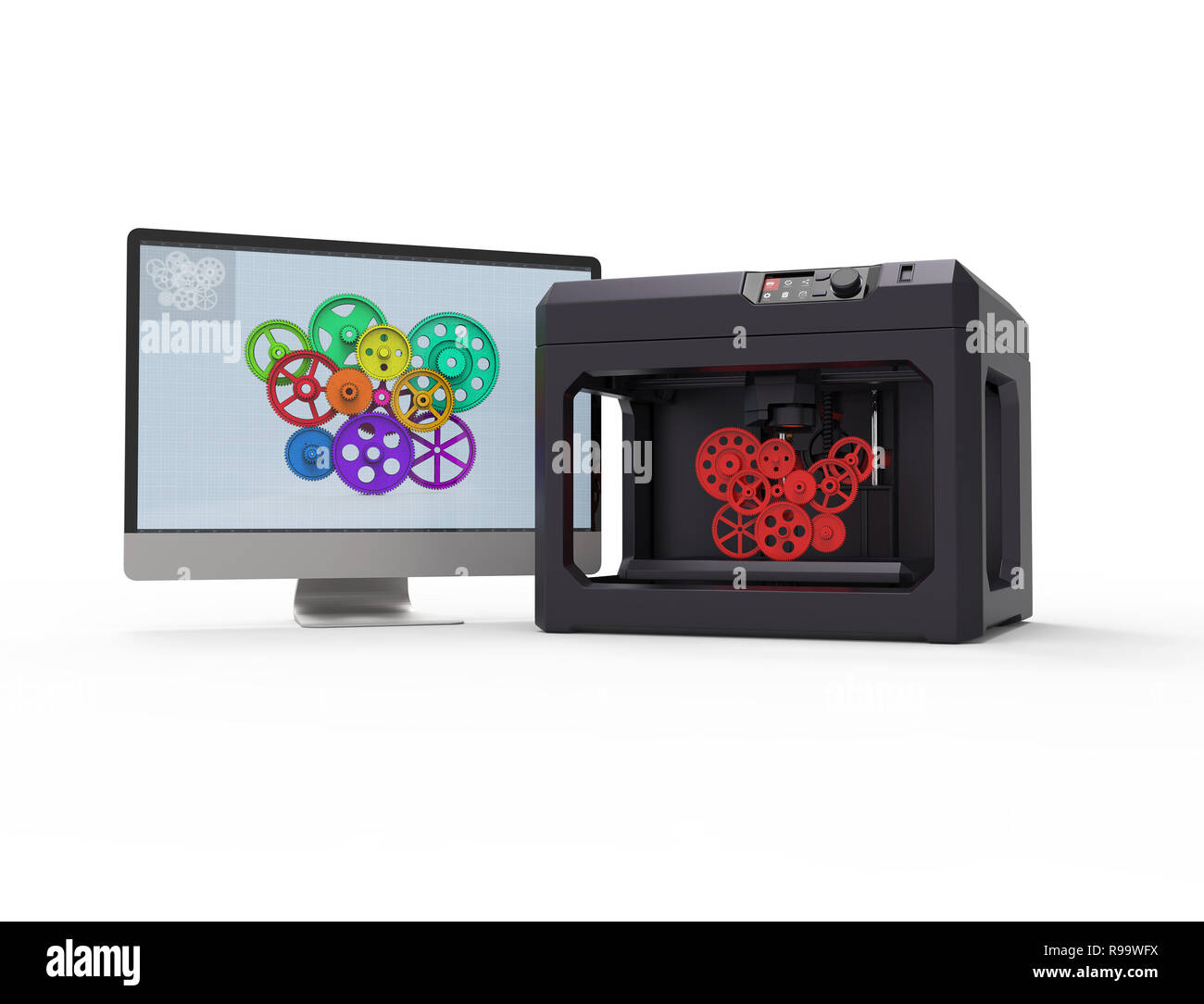 3d printer machine concept, isolated on white,3d rendering,conceptual ...