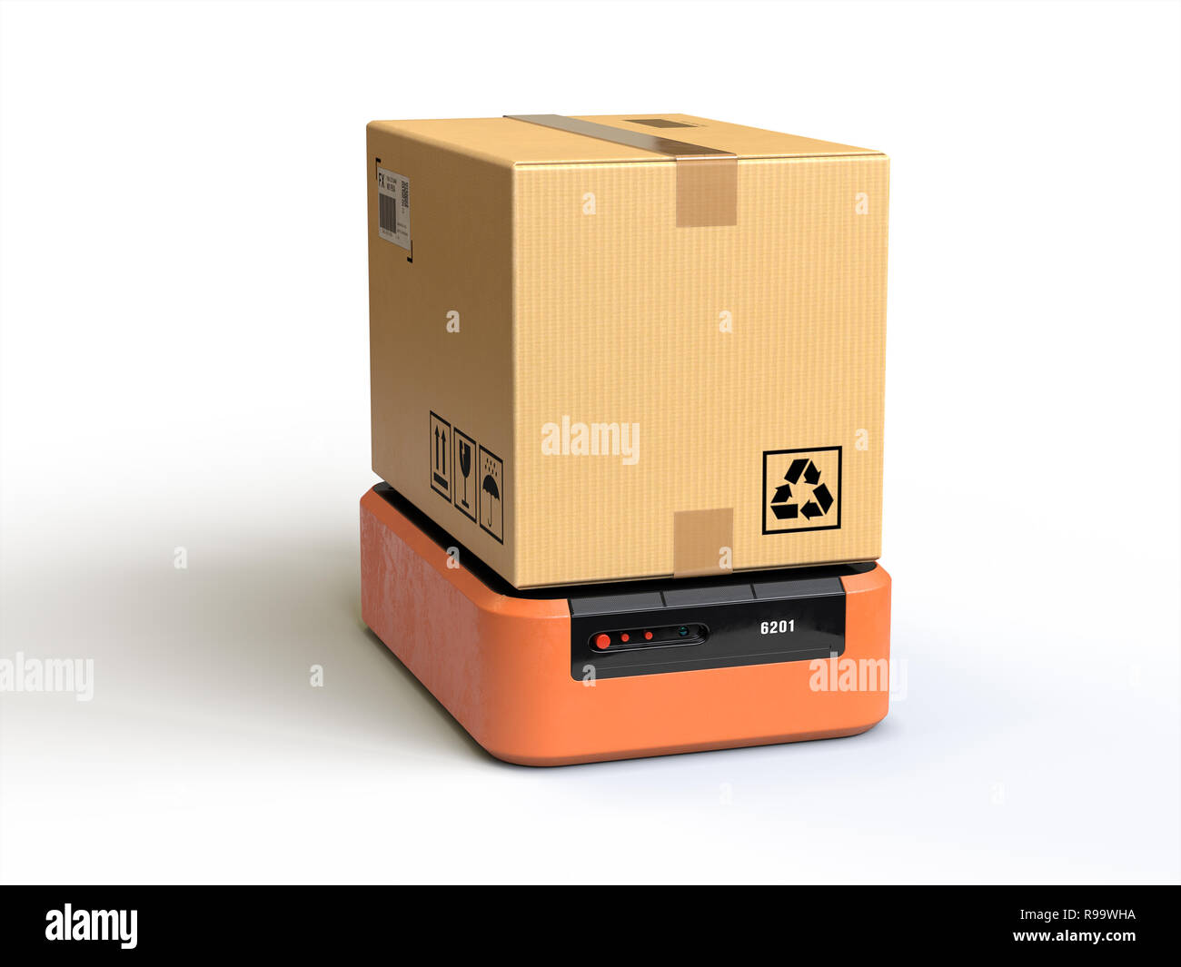 warehouse robots carry boxes,Shipping and logistics concept,3d ...