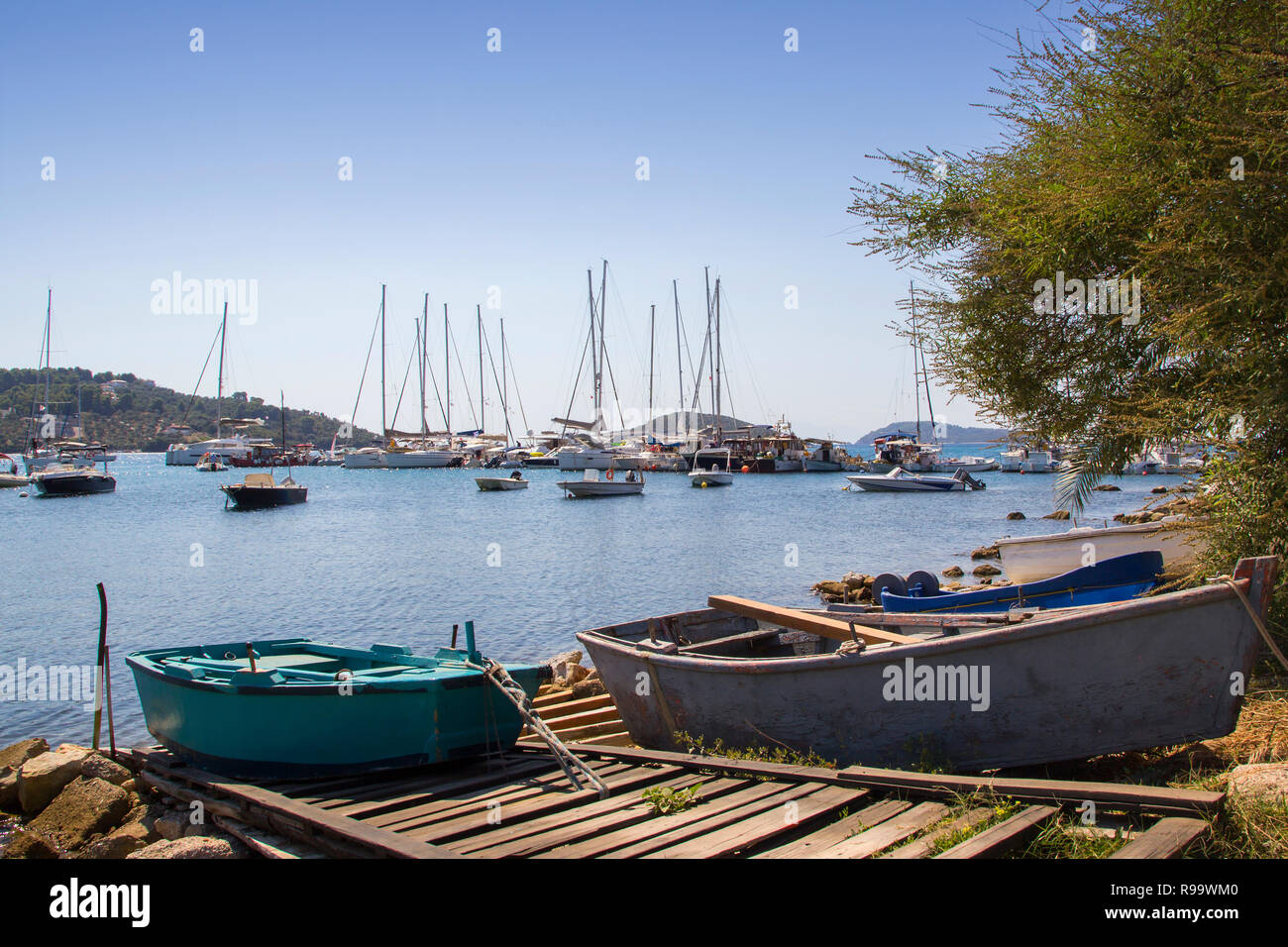 Old traditional greek rowing boat hi-res stock photography and images ...