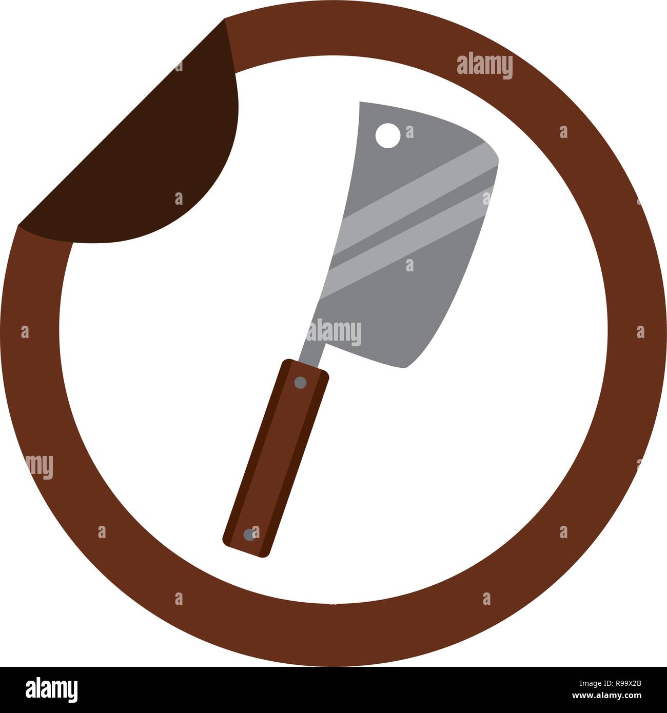 meat cleaver utensil kitchen sticker vector illustration vector ...