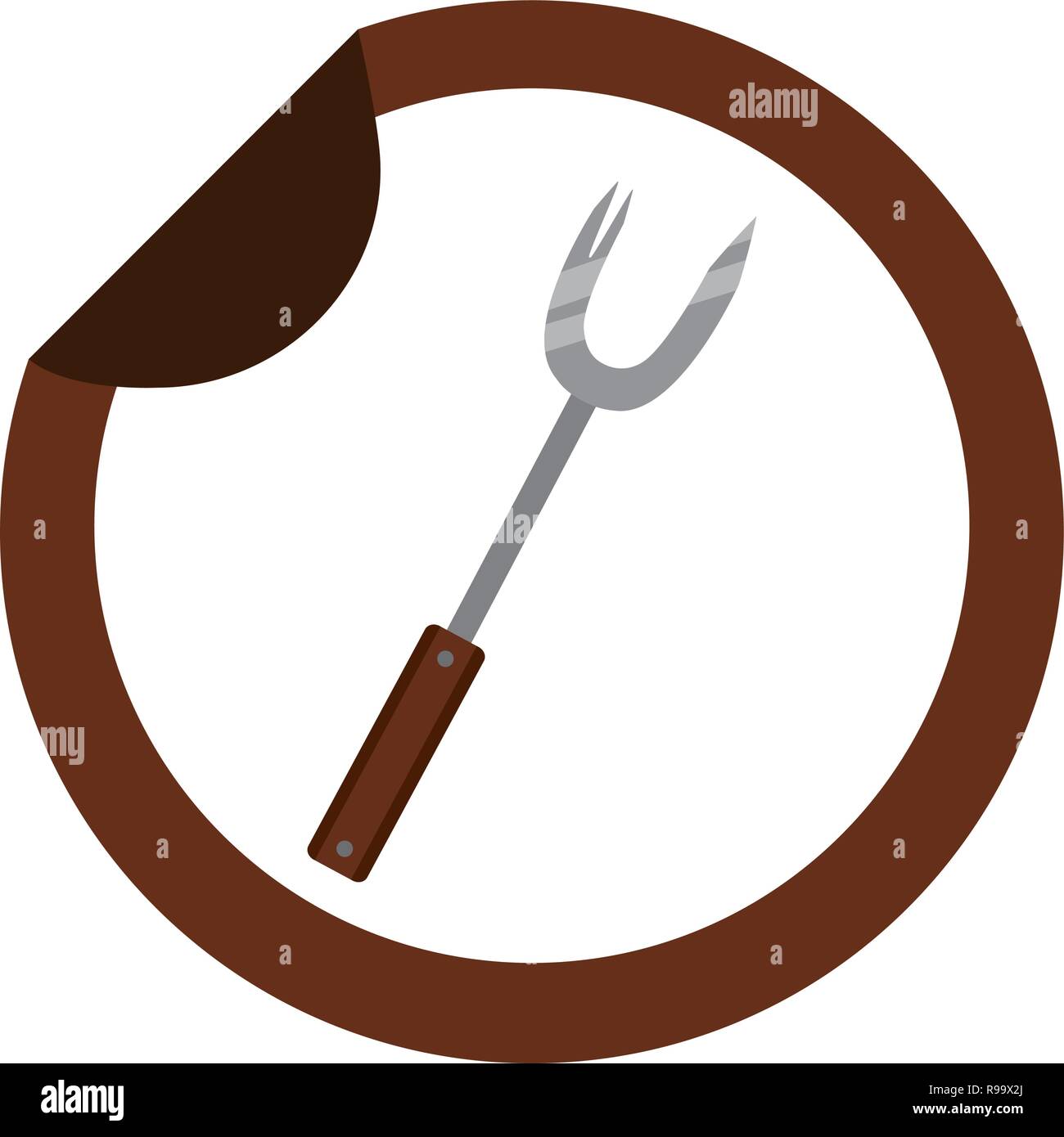 fork utensil kitchen sticker on white background vector illustration ...