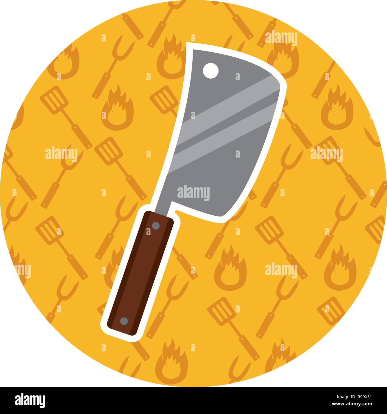 meat cleaver on yellow background vector illustration vector ...