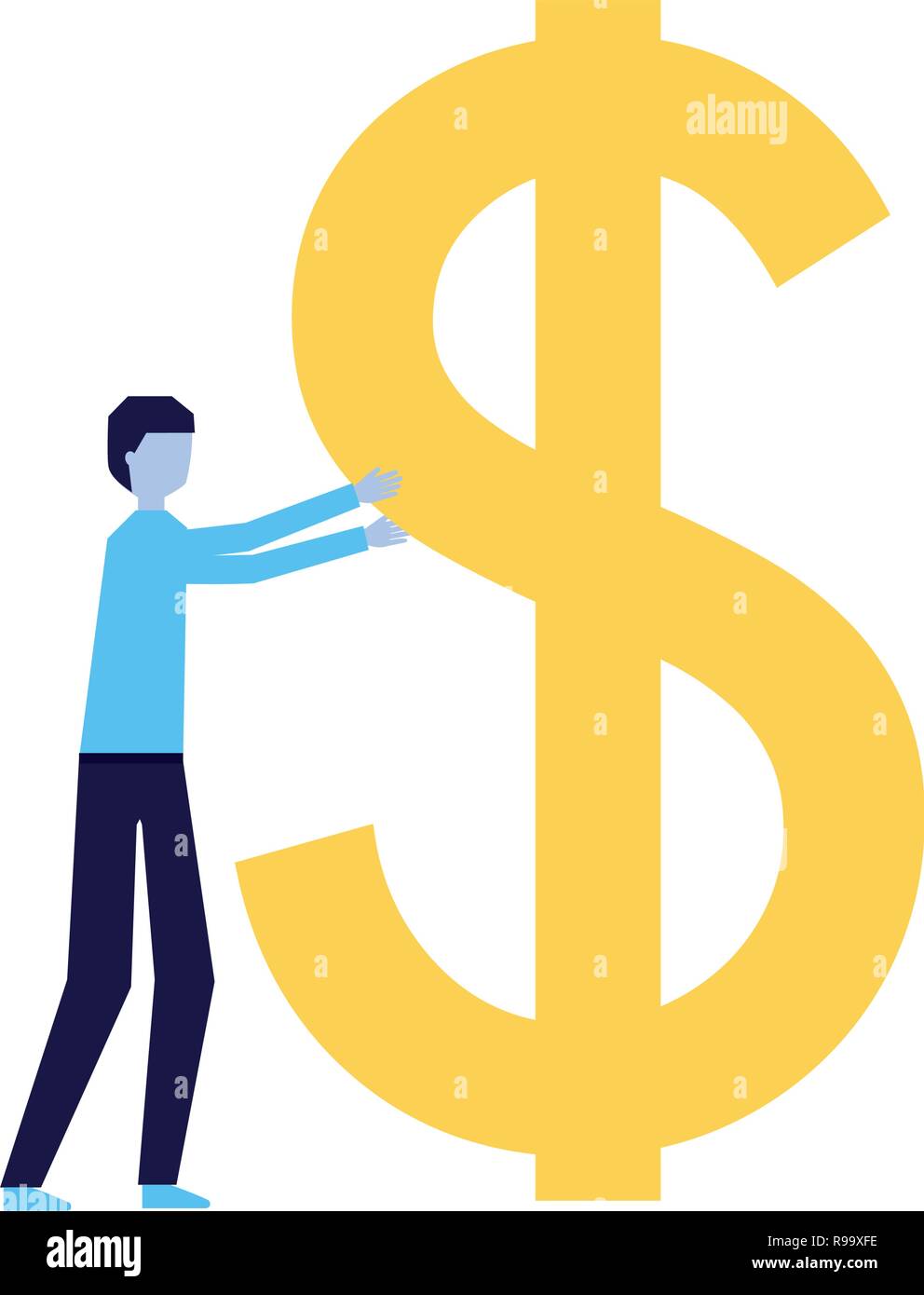 businessman holding big dollar symbol vector illustration Stock Vector ...