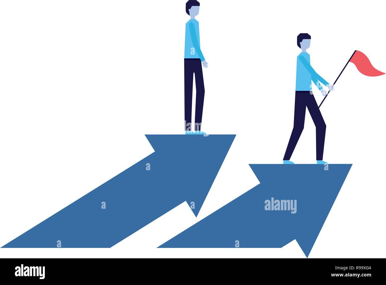 businessmen with flag and arrows financial vector illustration Stock ...