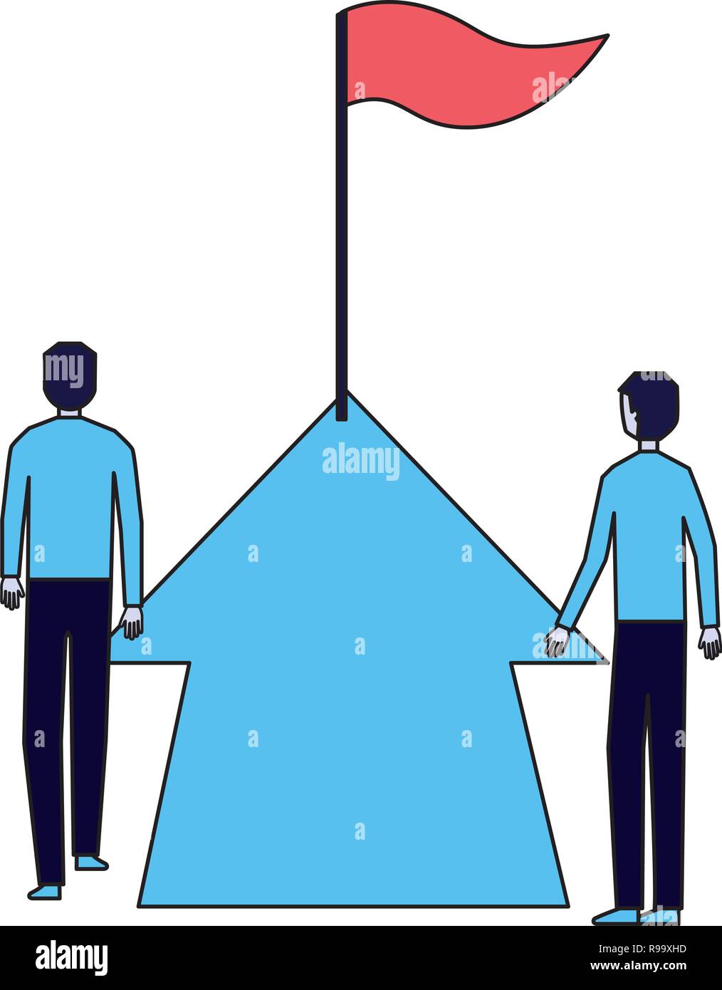 businessmen with growth arrow and flag vector illustration Stock Vector ...