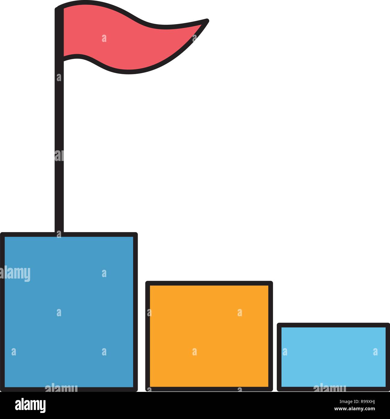 business chart bar with flag vector illustration Stock Vector Image ...