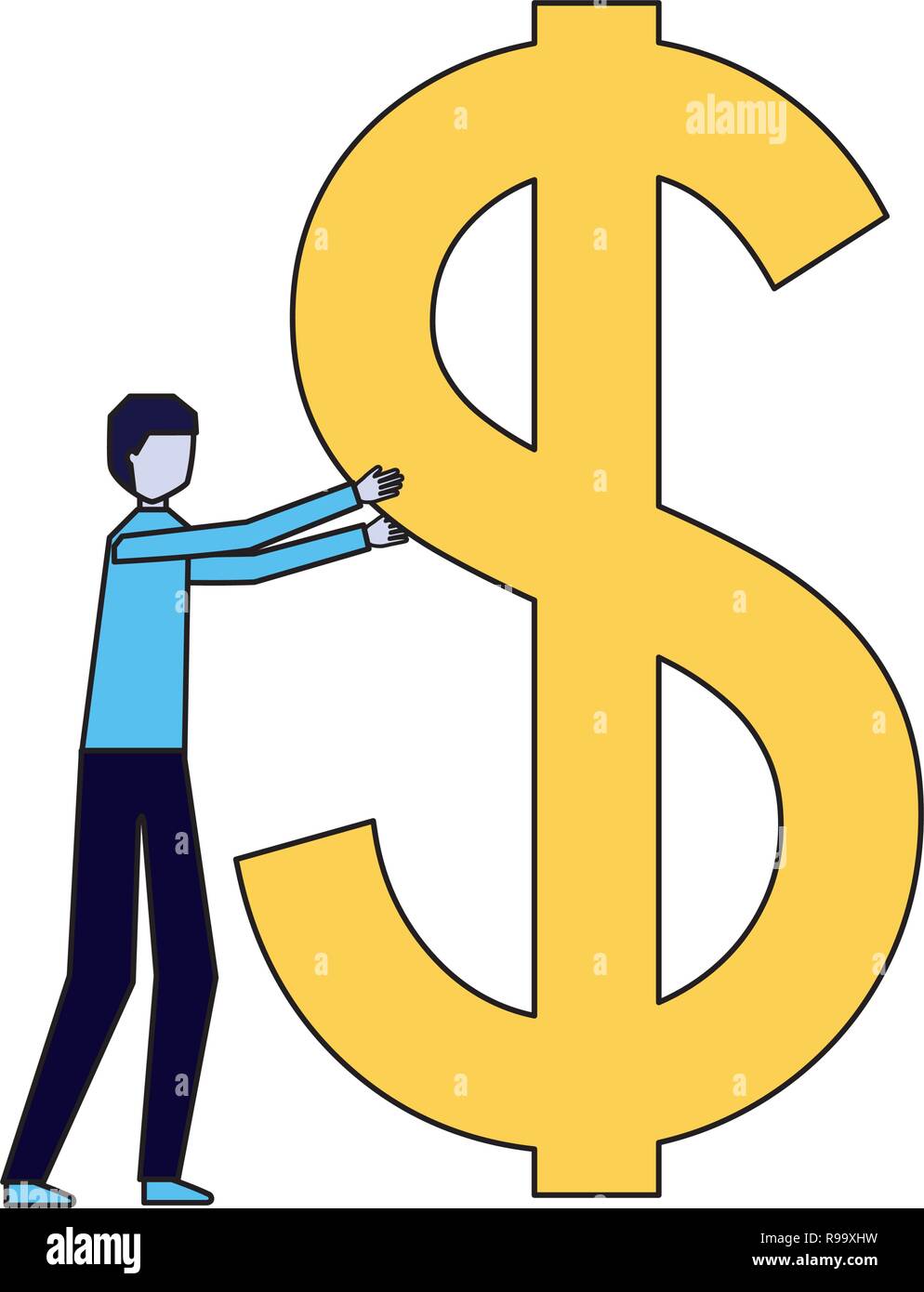 businessman holding big dollar symbol vector illustration Stock Vector ...