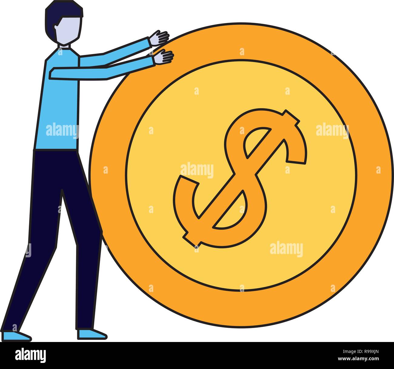 businessman holding dollar coin money vector illustration Stock Vector ...