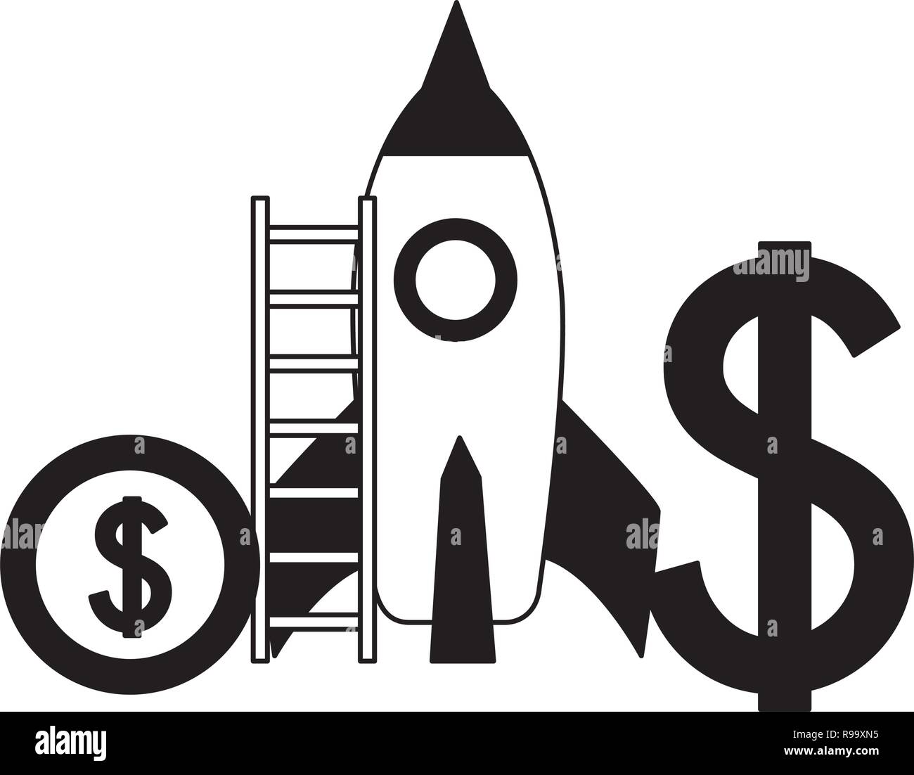 business rocket stairs money dollar vector illustration Stock Vector ...