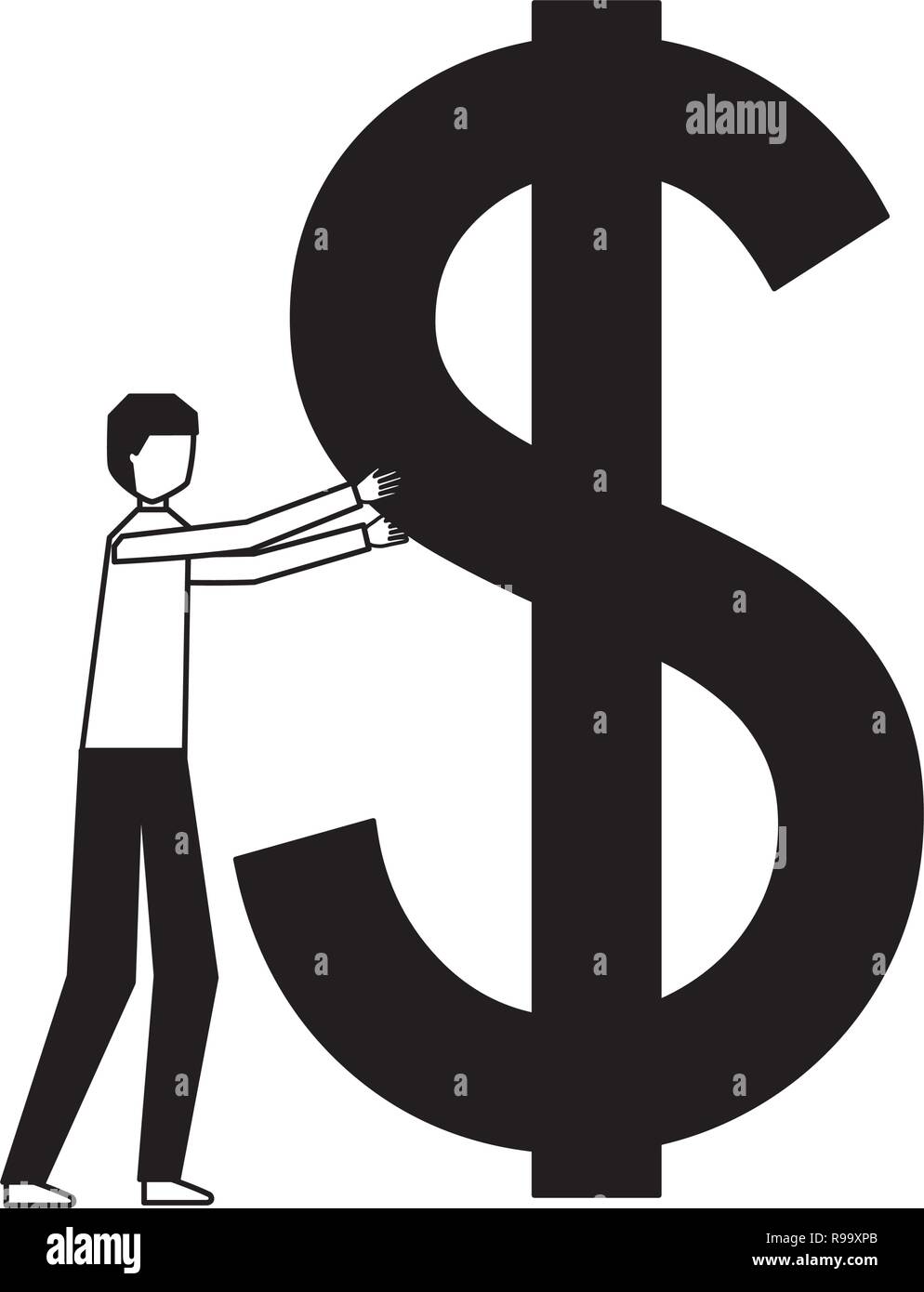 businessman holding big dollar symbol vector illustration Stock Vector ...