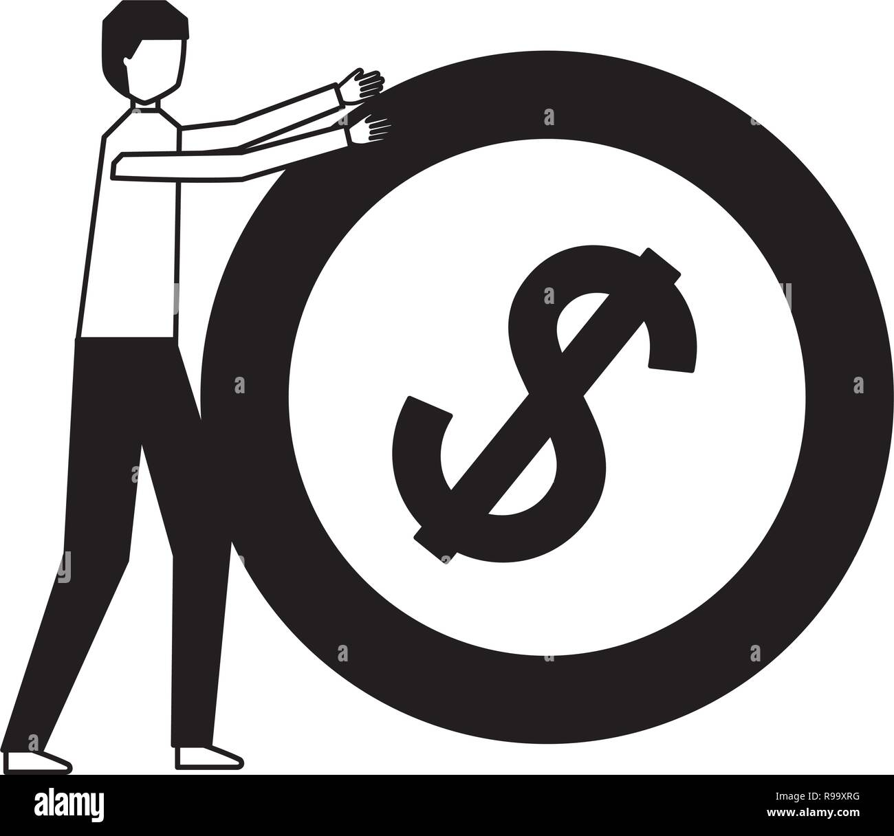 businessman holding dollar coin money vector illustration Stock Vector ...