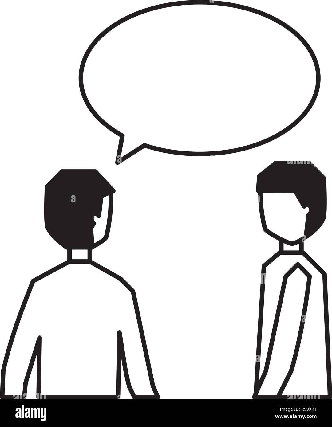 two man talking speech bubble vector illustration Stock Vector Image ...