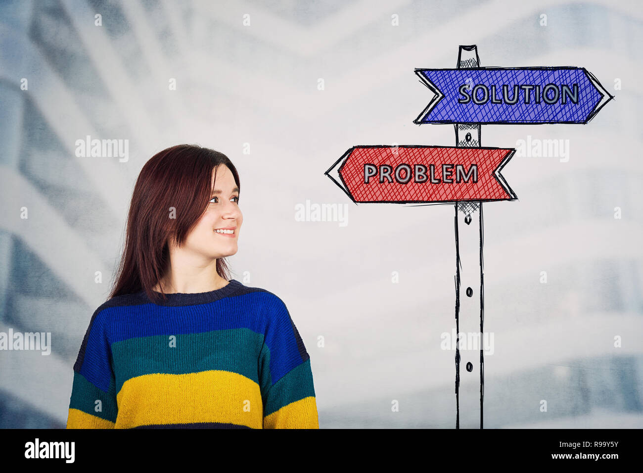 Problem solution road sign hi-res stock photography and images - Alamy