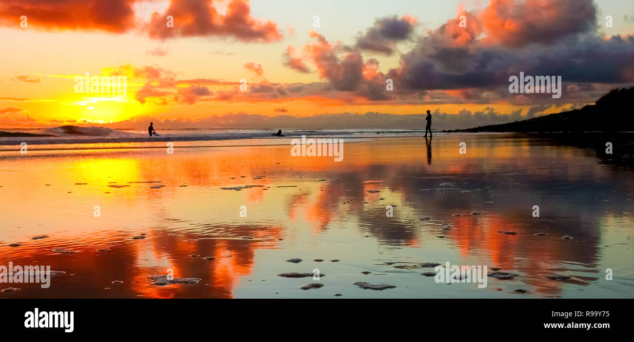 Dramatic red sky Beach Sunset Holiday Travel Scenes in Cape Town Stock ...