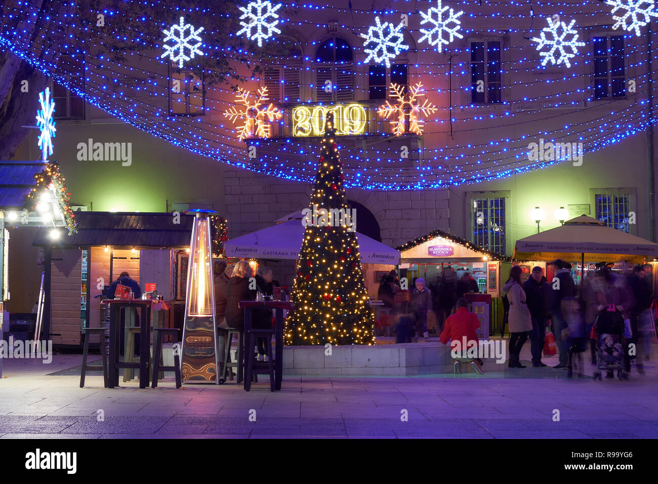 Advent festival in Zadar Croatia, with 2019 new year sign visible Stock ...