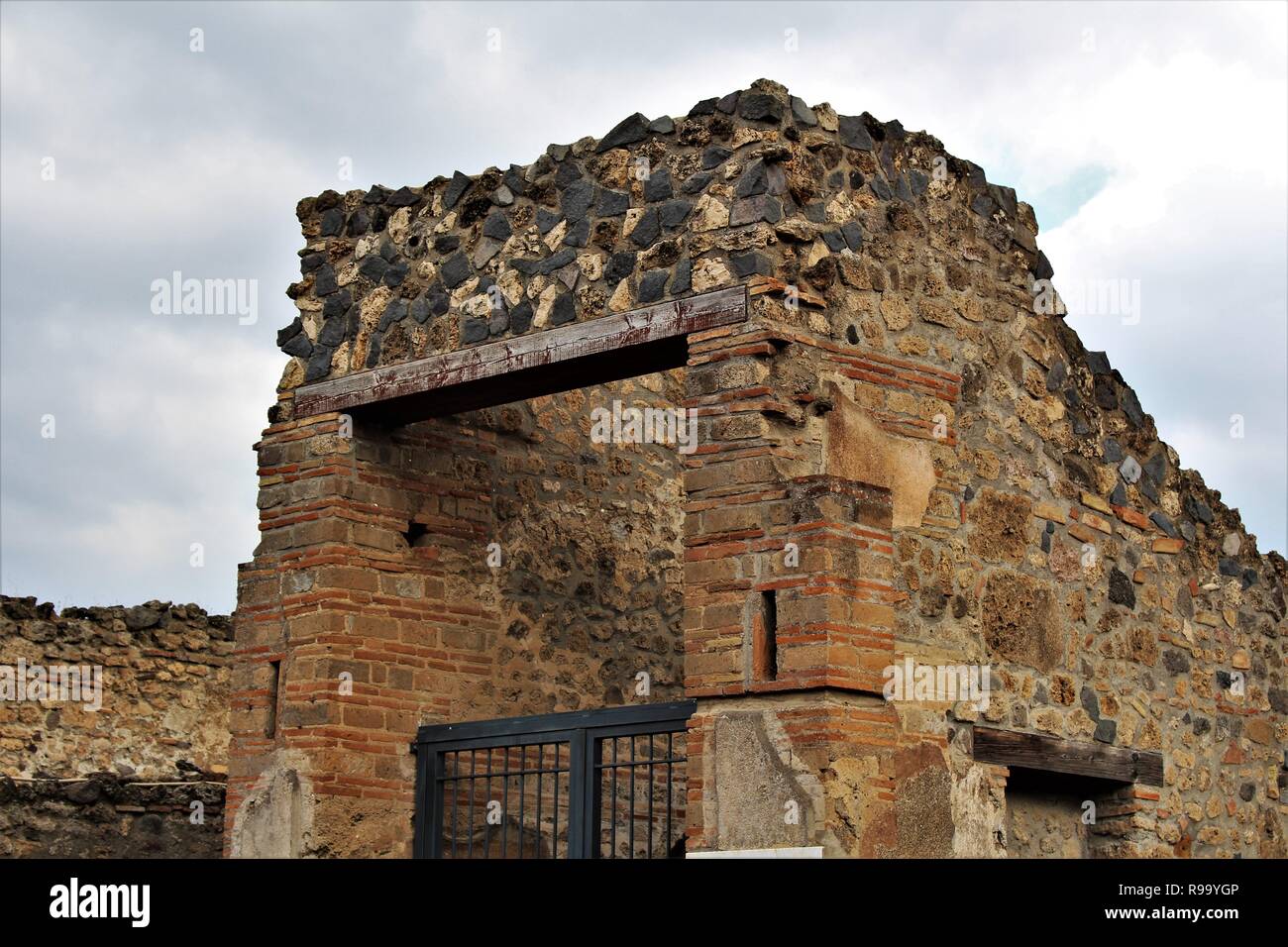 A section of ruins within the ancient Roman city of Pompeii, Italy ...