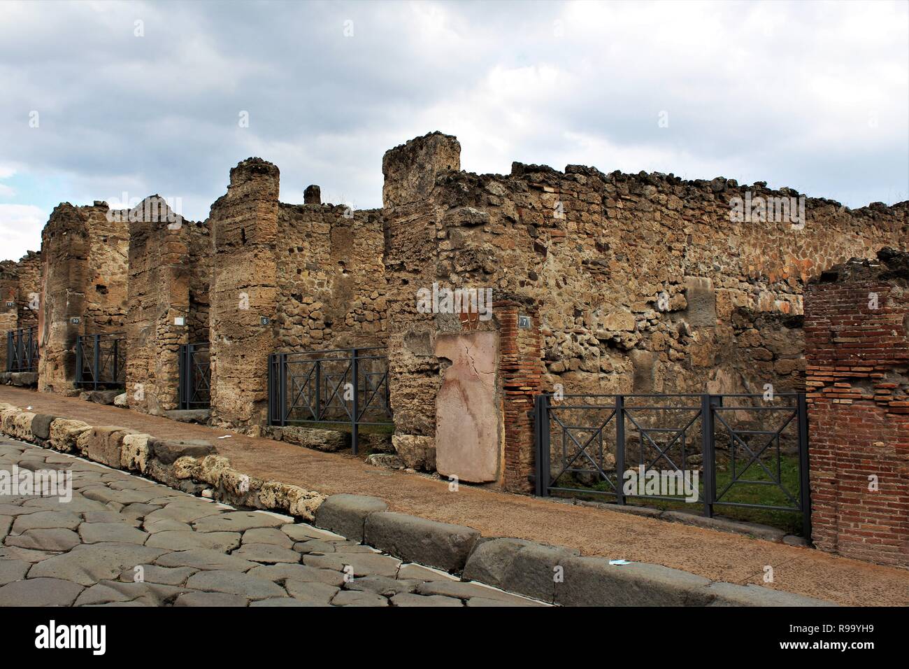 A section of ruins within the ancient Roman city of Pompeii, Italy ...