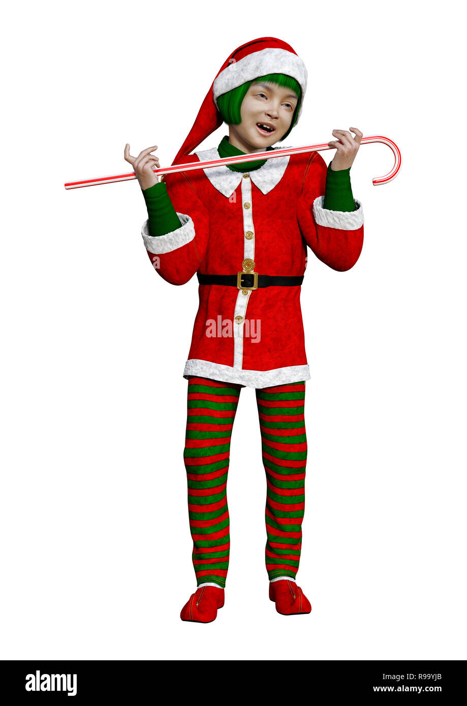 3D rendering of a little Christmas elf isolated on white background ...