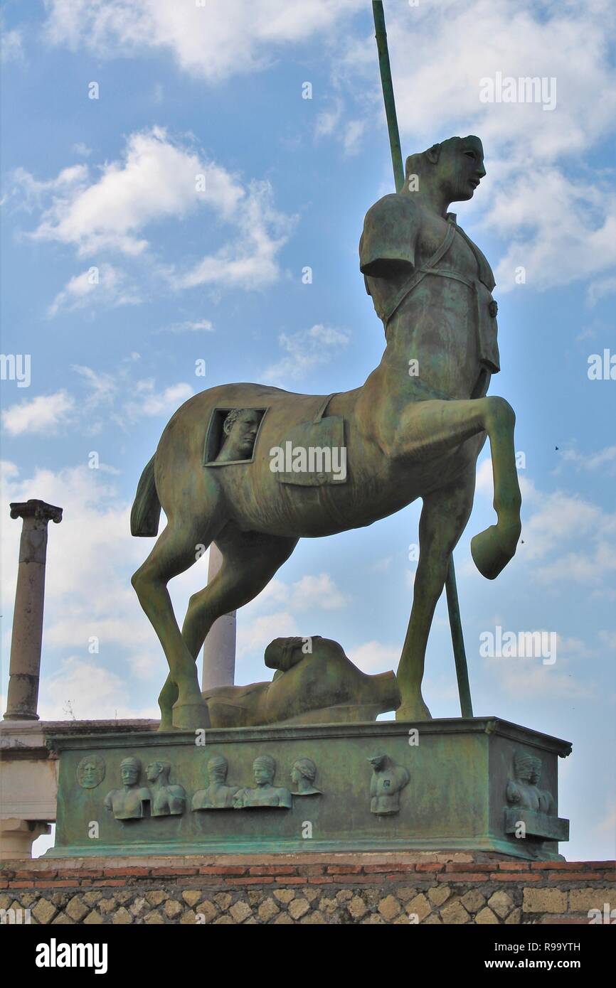 A statue of a Centaur within the ruins of the ancient Roman city of ...