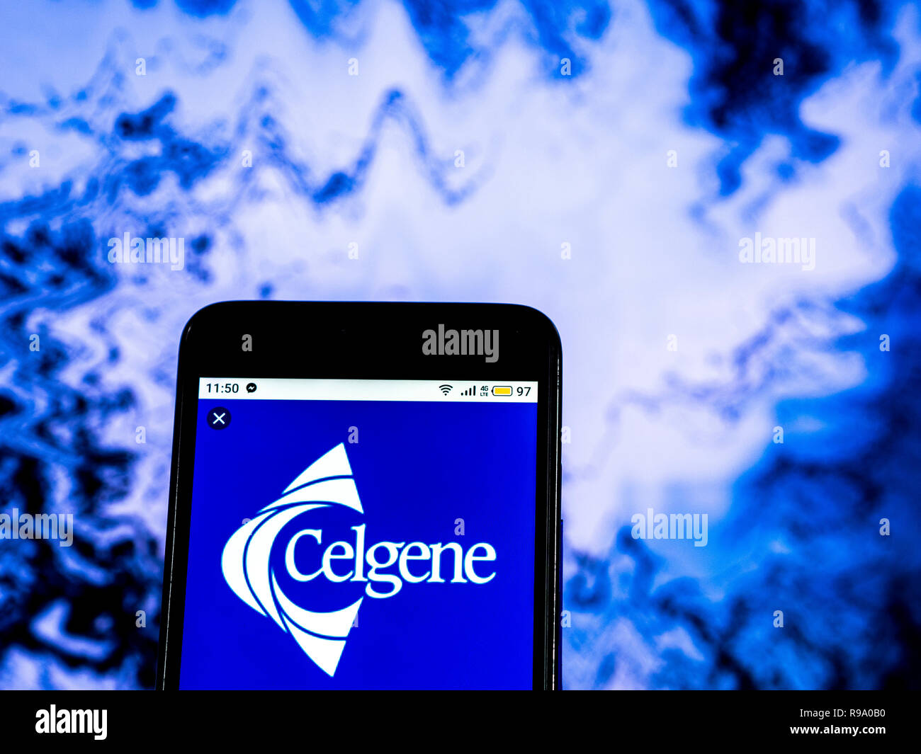 Celgene Biotechnology company logo seen displayed on smart phone Stock ...