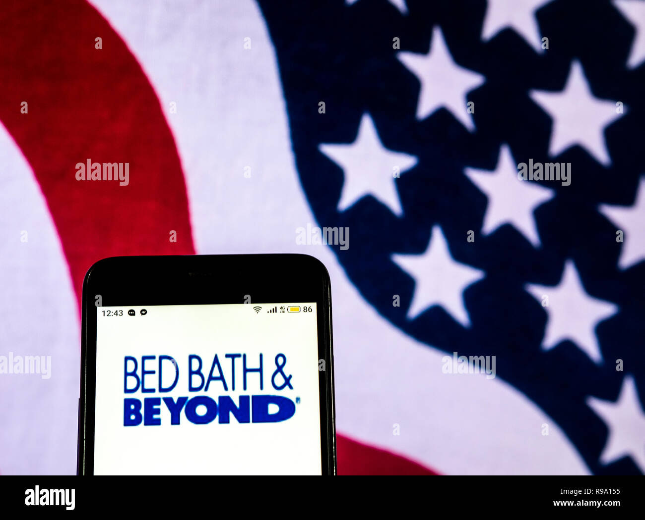 Bed Bath & Beyond Retail-store company logo seen displayed on smart ...