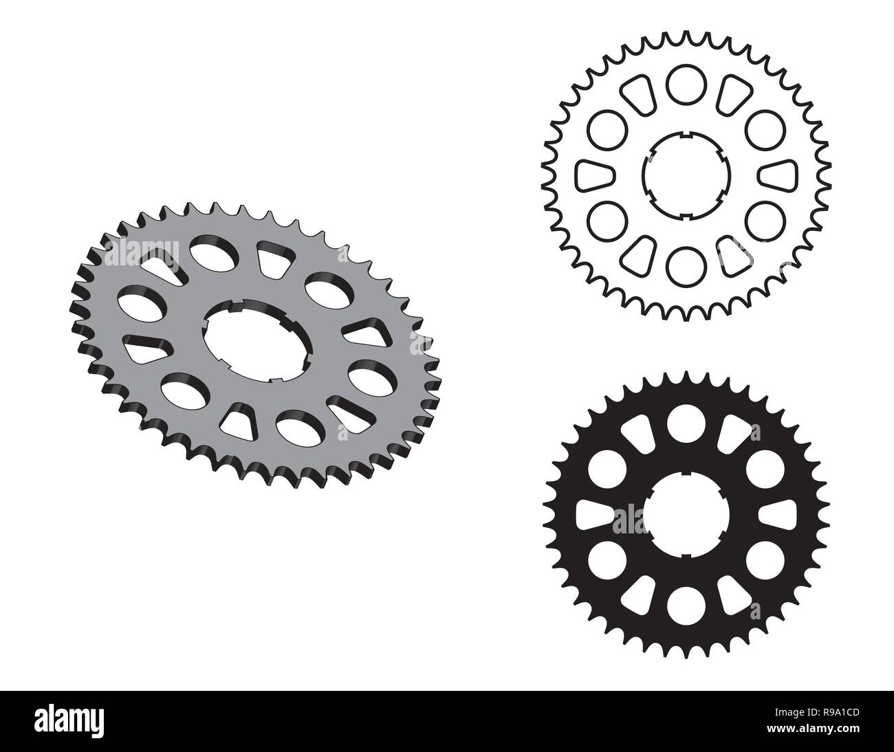Steel sprocket wheel. Flat and 3D effect vector Stock Vector Image ...