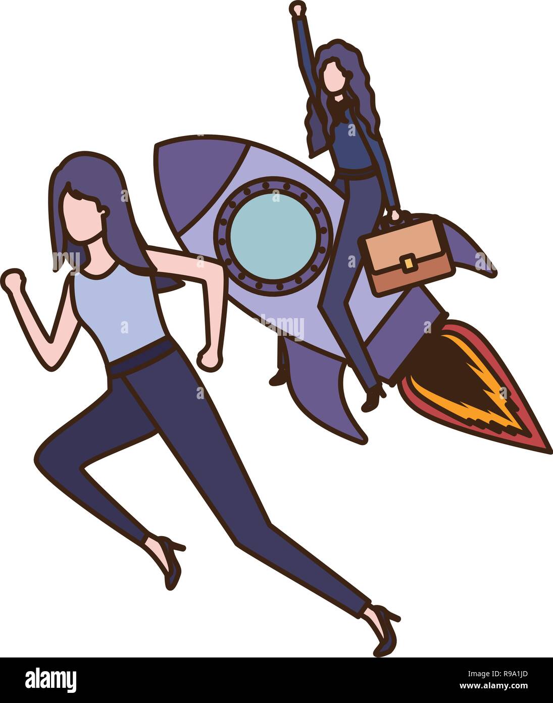 businesswomen with rocket avatar character Stock Vector Image & Art - Alamy