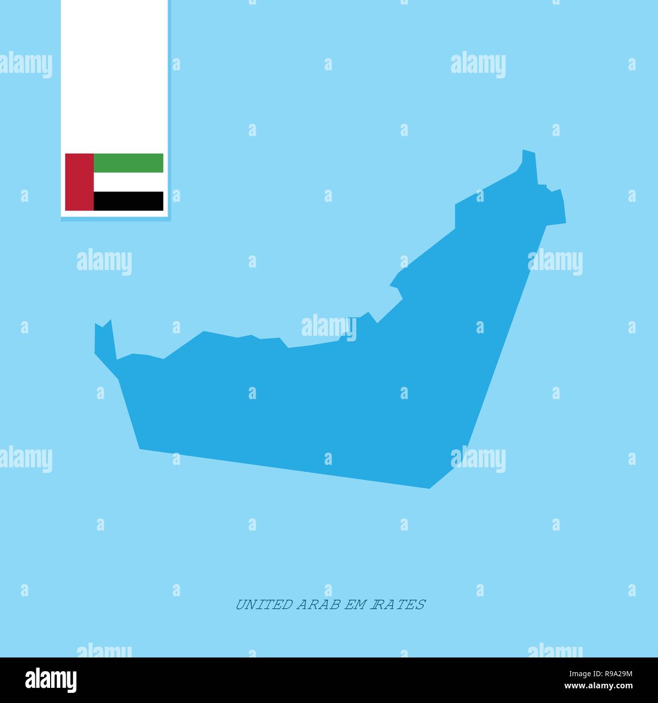 UAE Country Map with Flag over Blue background Stock Vector Image & Art ...