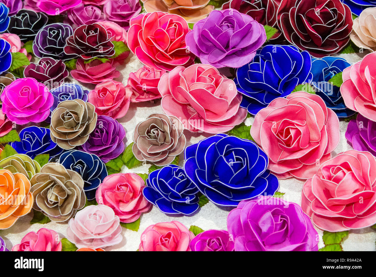 Silk Roses Flowers Background Stock Photo - Alamy