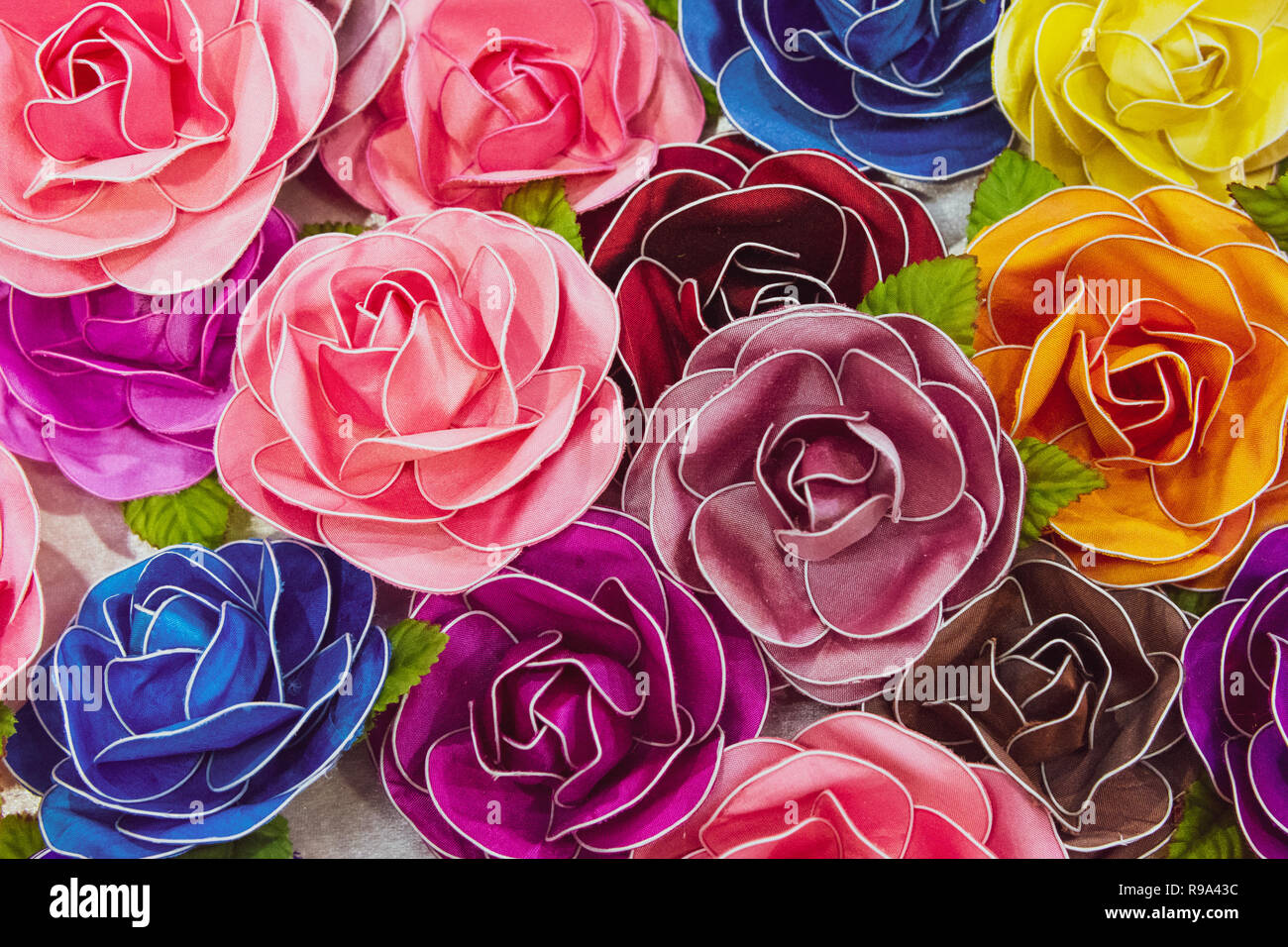 Silk Roses Flowers Background Stock Photo - Alamy