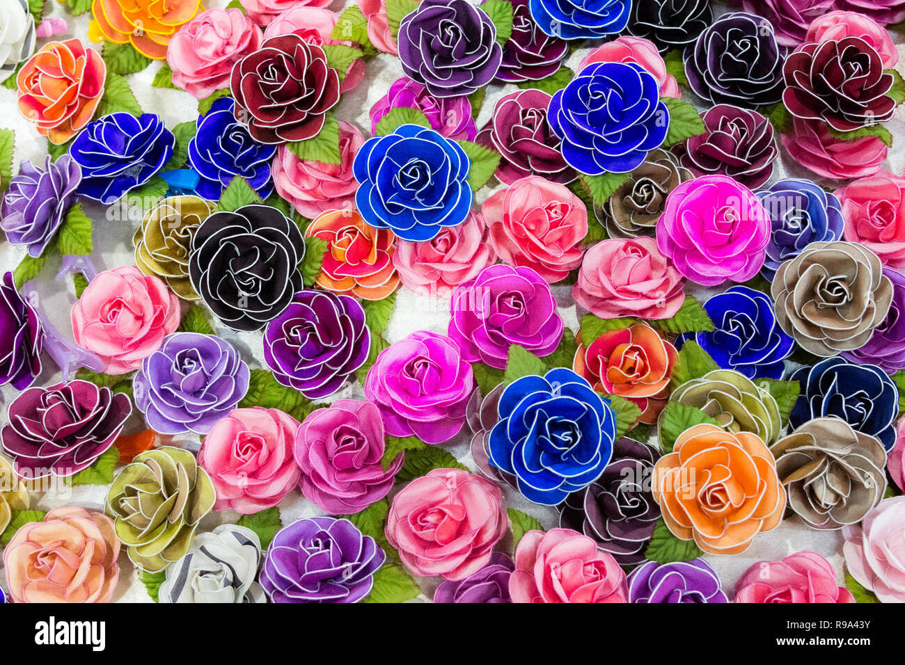 Silk Roses Flowers Background Stock Photo - Alamy