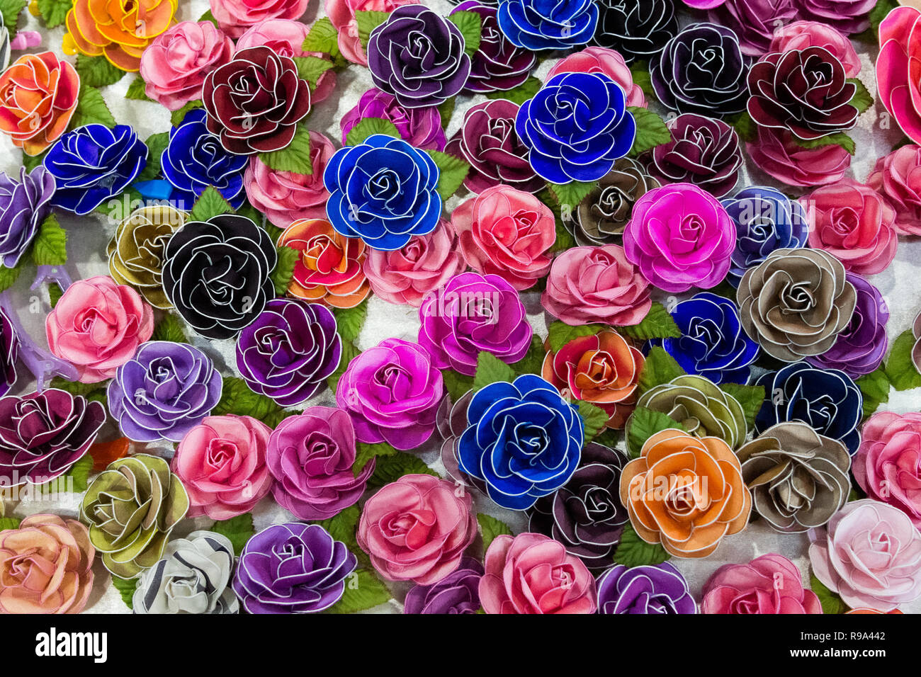 Silk Roses Flowers Background Stock Photo - Alamy