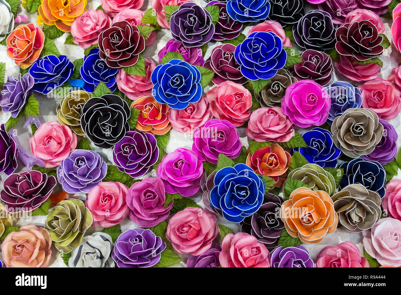 Silk Roses Flowers Background Stock Photo - Alamy
