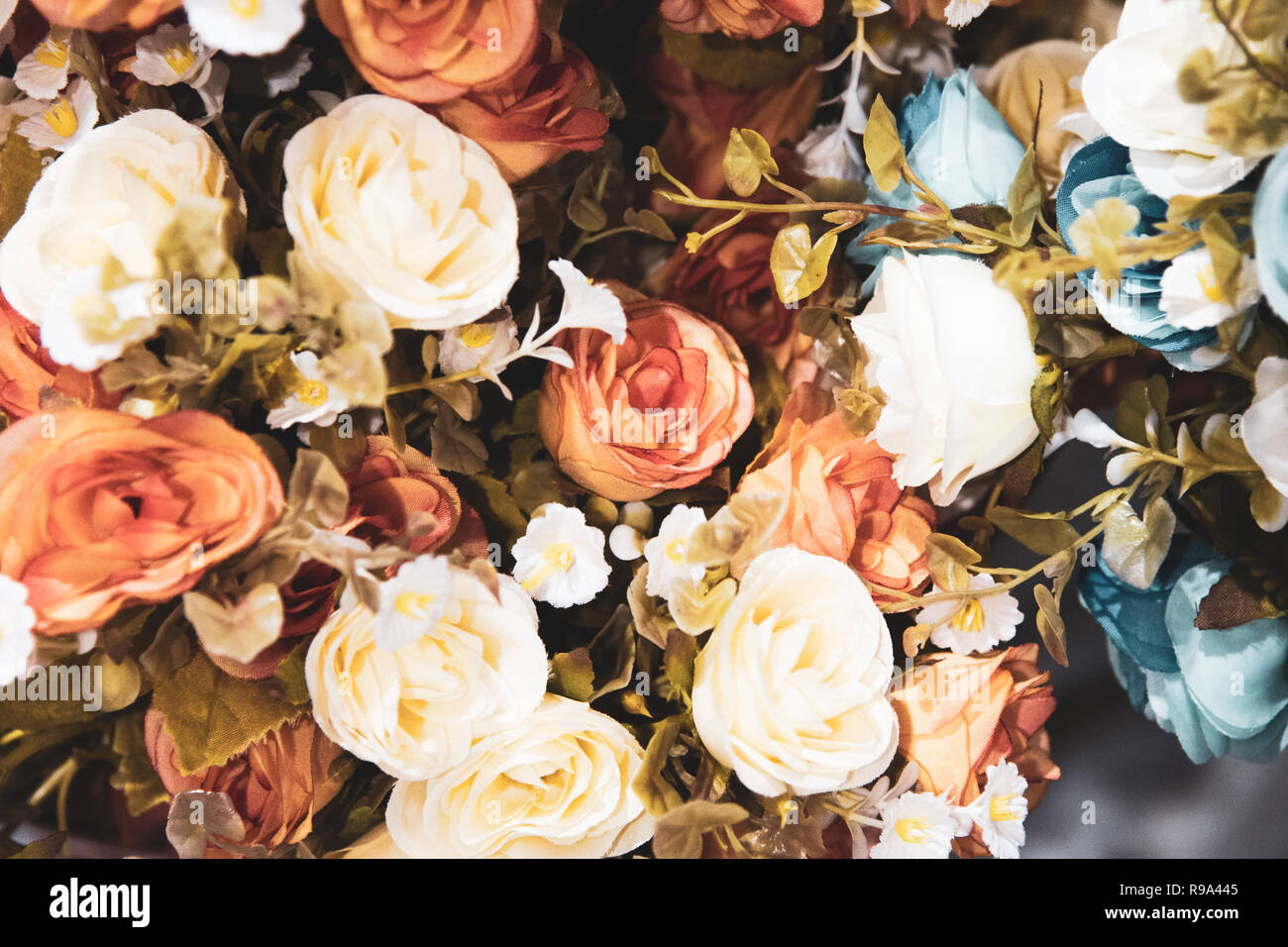 Plastic Roses Flowers Background Stock Photo - Alamy