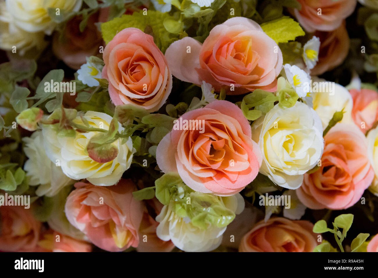 Plastic Roses Flowers Background Stock Photo - Alamy