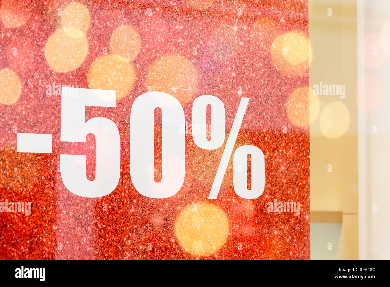 store discount sign. window display with text SALE in a shop.Shopping ...