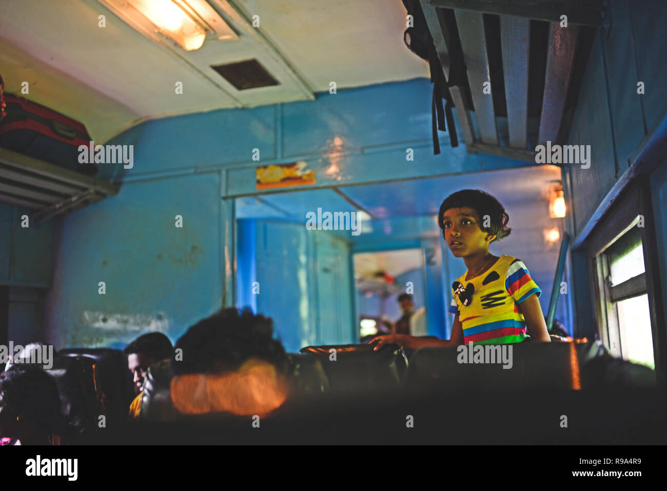 Young girl on train, Sri Lanka Stock Photo - Alamy