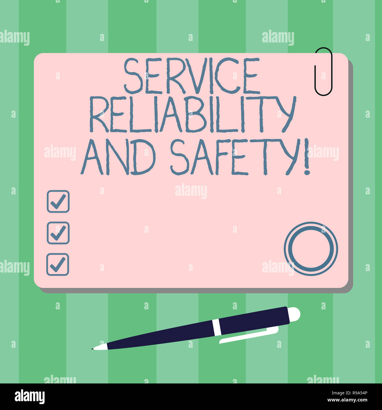 Writing note showing Service Reliability And Safety. Business photo ...