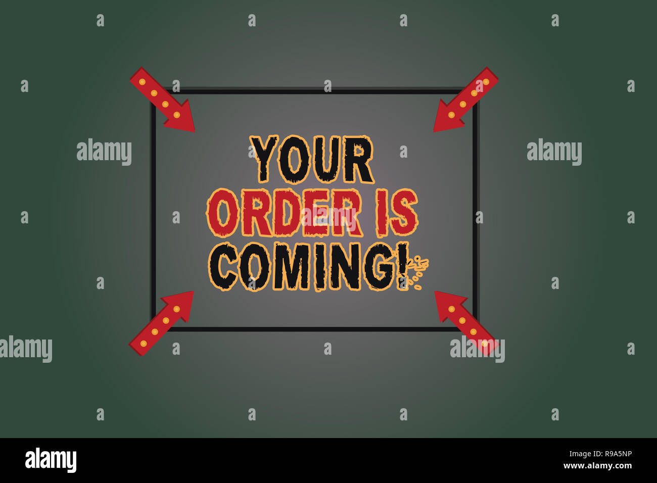 Text sign showing Your Order Is Coming. Conceptual photo Product on the ...