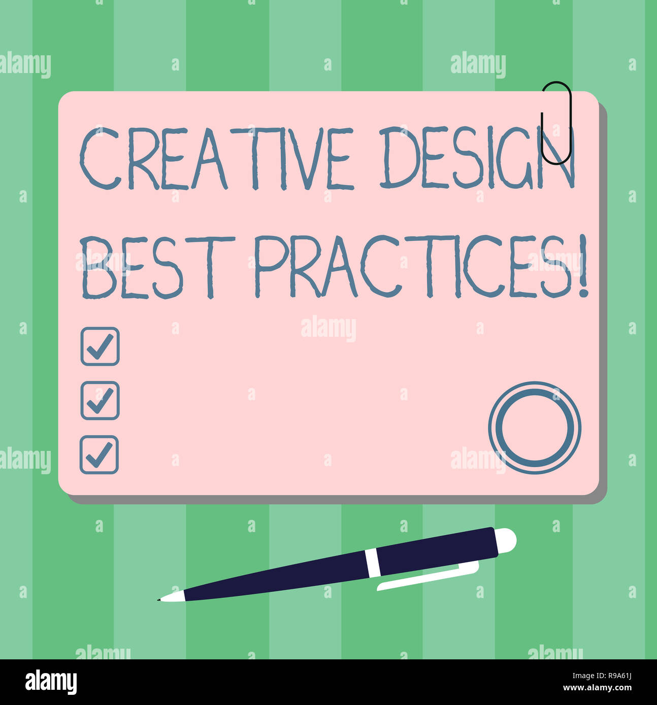 Writing note showing Creative Design Best Practices. Business photo ...