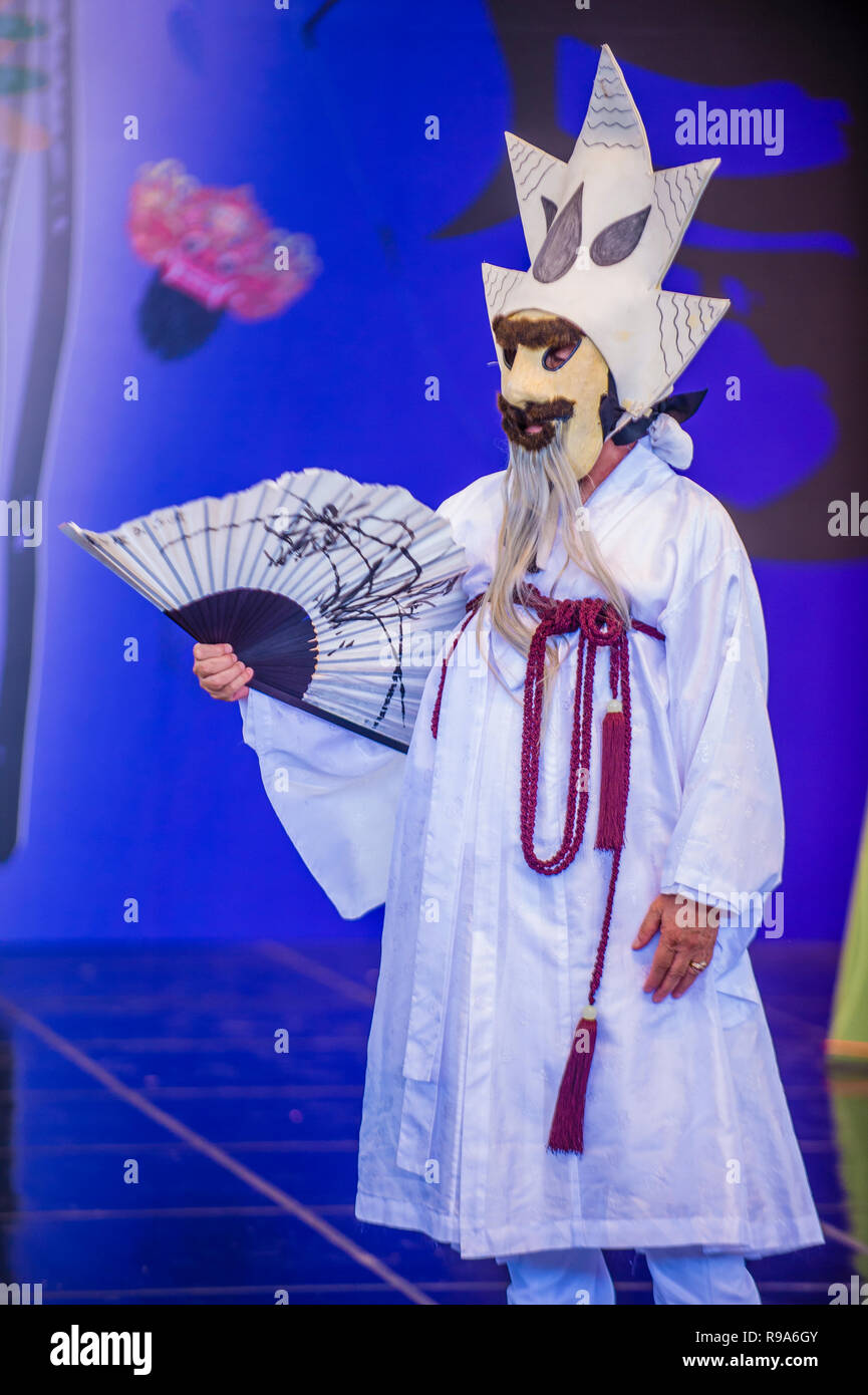 Actor performing the traditional Korean Maskdance at Andong South Korea ...