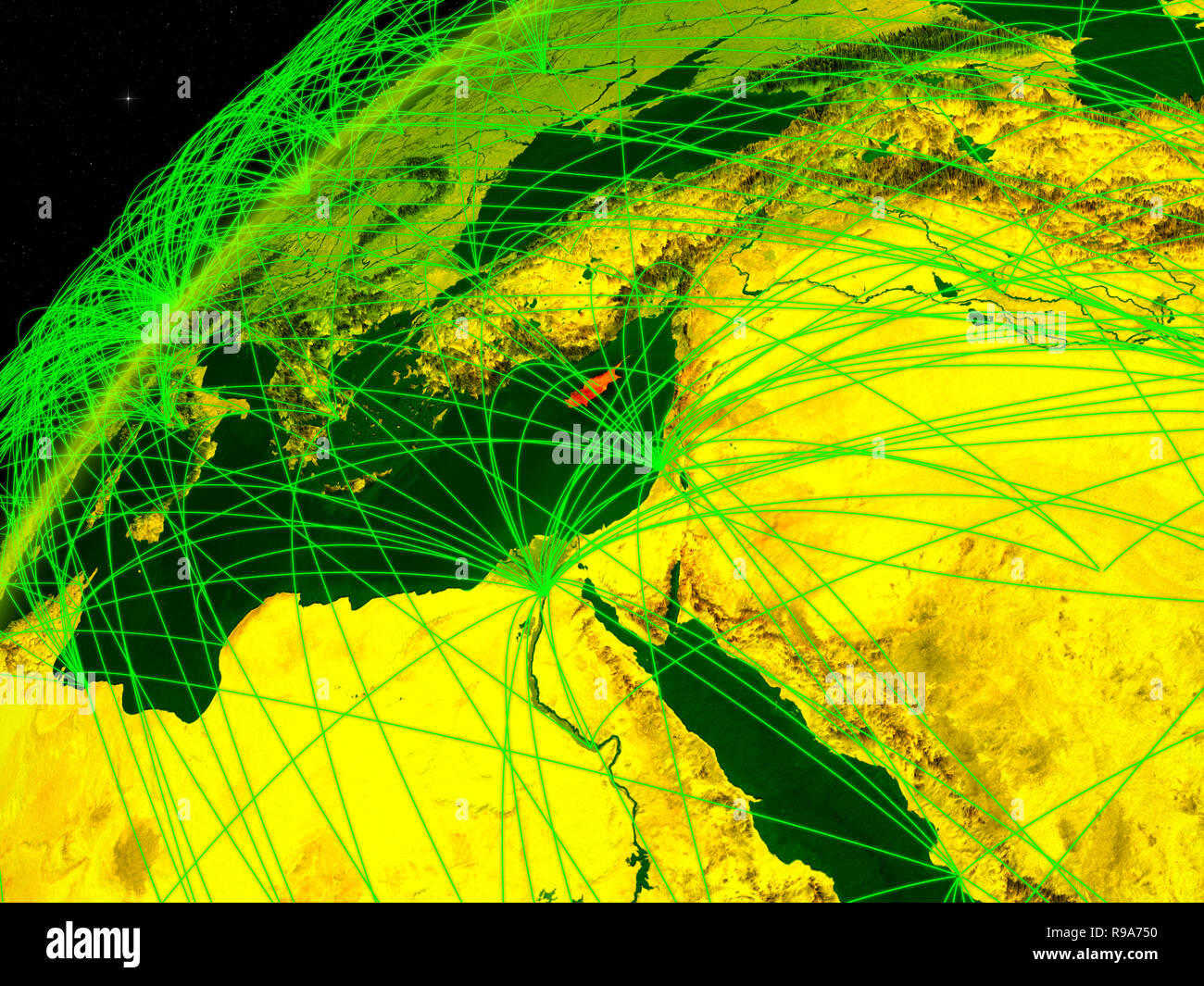 Cyprus on model of green planet Earth with international networks. Concept of digital ...