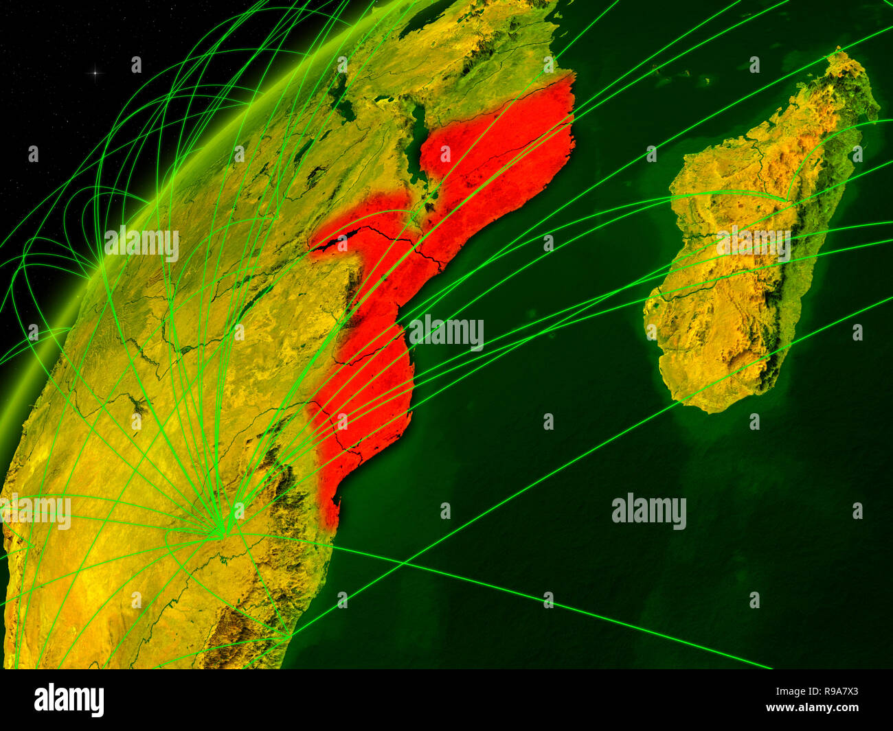Mozambique on model of green planet Earth with international networks ...