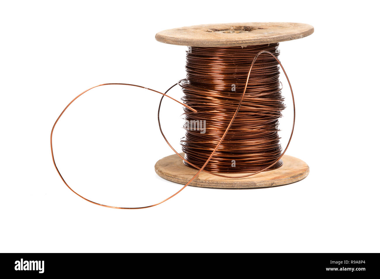 old copper wire coil isolated on white background Stock Photo - Alamy