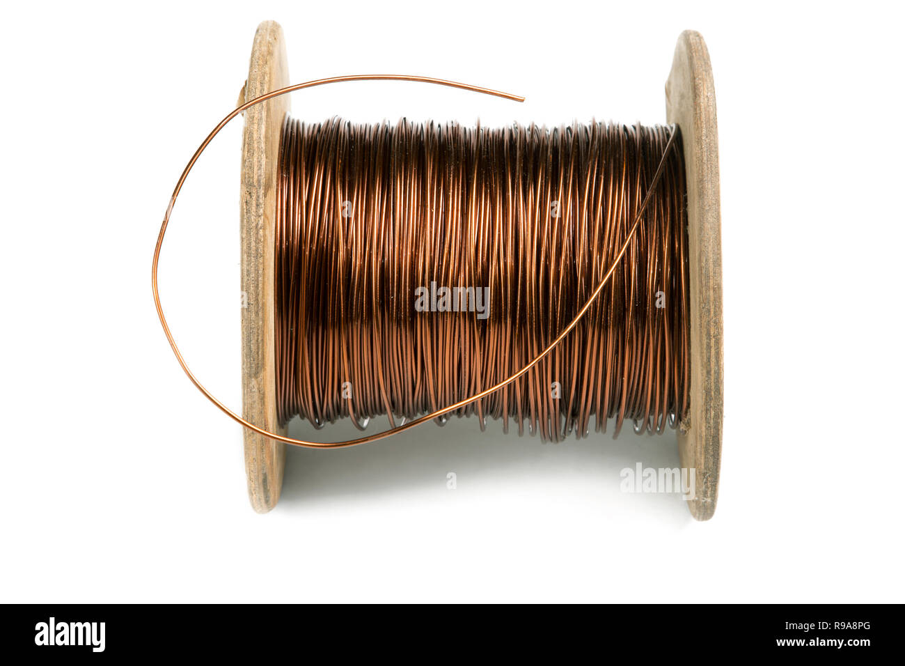 old copper wire coil isolated on white background Stock Photo - Alamy