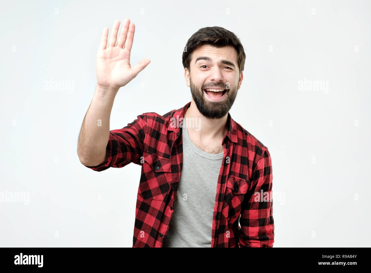 Hands man saying hello hi-res stock photography and images - Alamy