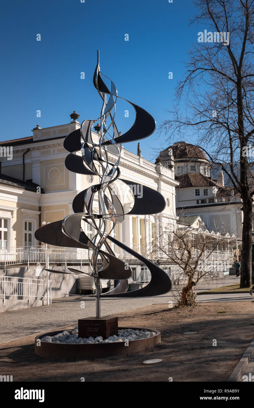 MERANO, ITALY - FEBRUARY 26, 2018: The Art Nouveau style of the Kurhaus ...