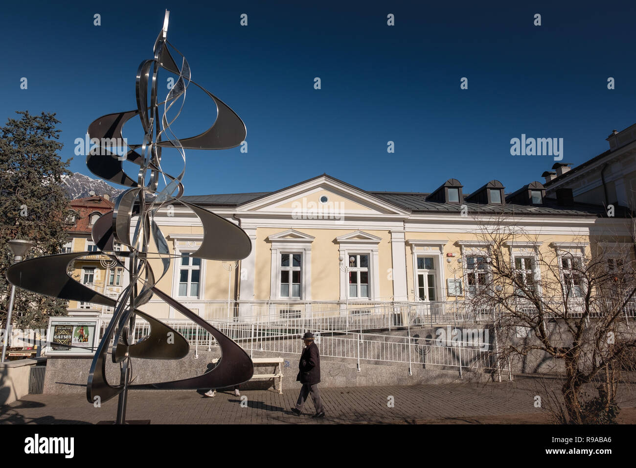 MERANO, ITALY - FEBRUARY 26, 2018: The Art Nouveau style of the Kurhaus ...