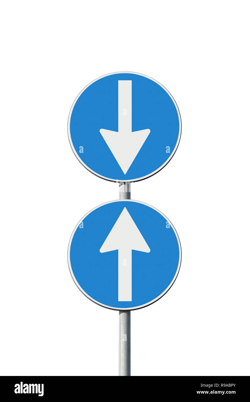 Contradiction concept with road signs - concept image Stock Photo - Alamy